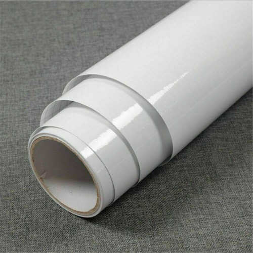 10M Vinyl Roll Kitchen Cupboard Covering Wrap Sticky Back Plastic White ...