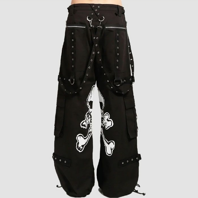 Gothic Pants Men Wide Leg Baggy Punk Rock Skull Trousers Vintage ...