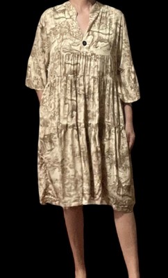 Brown Toile de Jouy Dress Midi - New | eBay