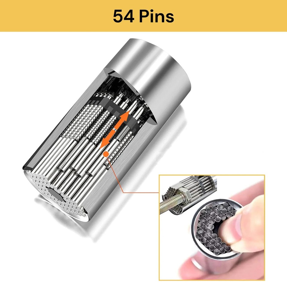 Universal Socket Wrench Magic Grip Tool Steel Nuts Gator Power Drill ...