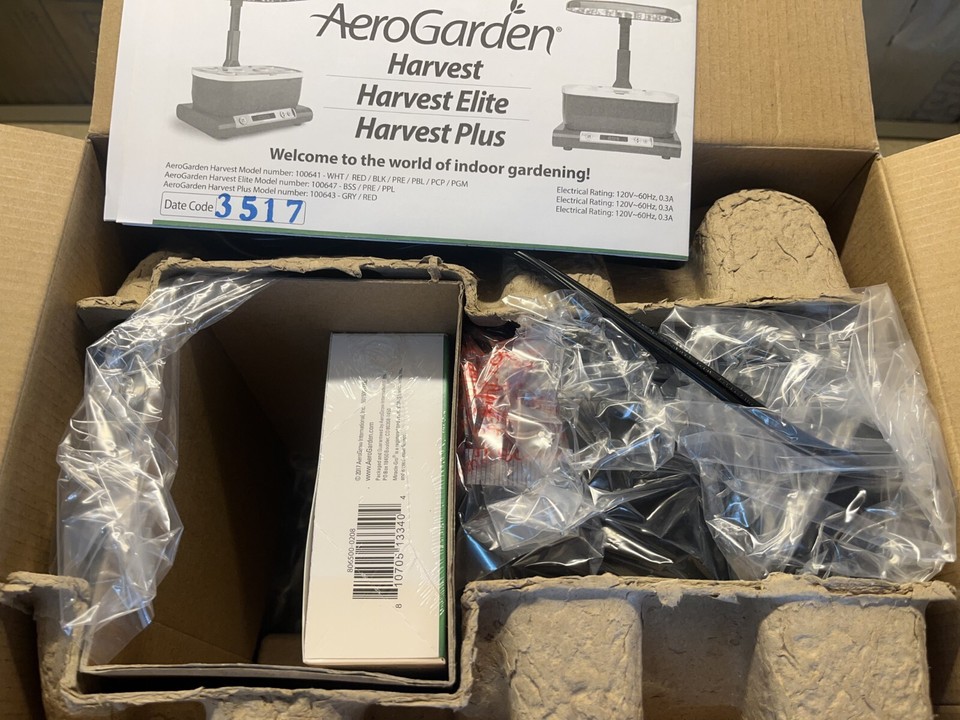 Miracle Gro AEROGARDEN Harvest LED NEW open Box 6 Pod 100641-BLK Black ...