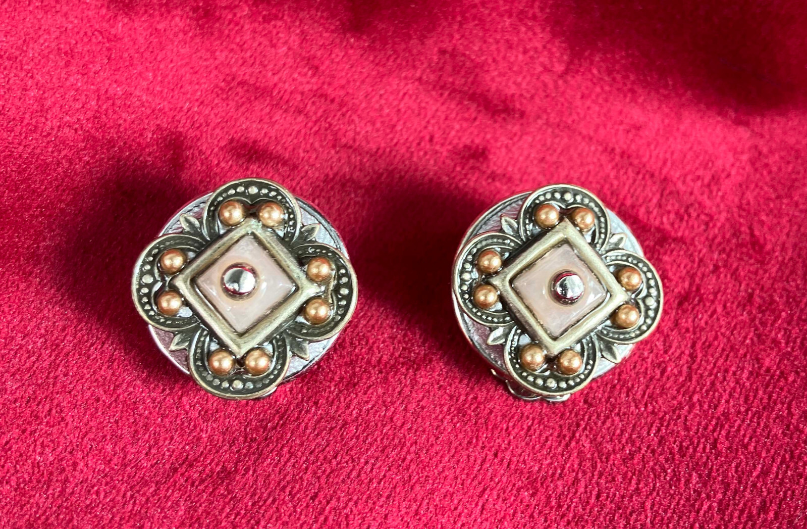 Vintage Michael Golan Victorian Style Clip Earrings - Gem