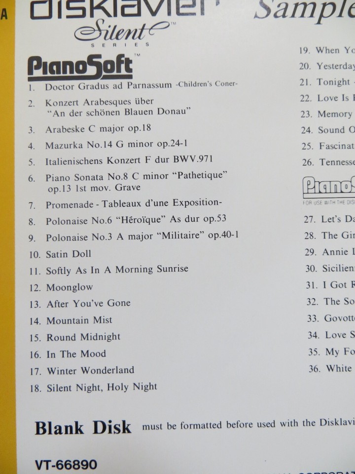 Yamaha Disklavier PianoSoft/PianoSoft Plus Sample Floppy Disk 3.5 | eBay