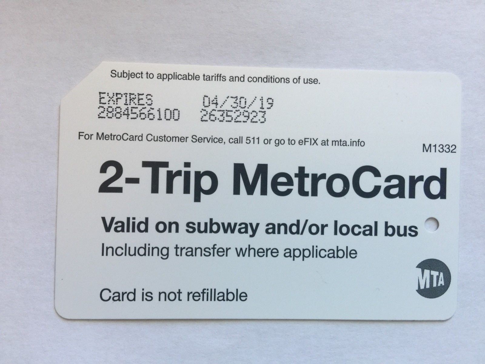 NYC MTA 2-Trip MetroCard (No $ or Trips Left) Rare Collectible Hack | eBay