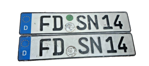 GENUINE VINTAGE GERMAN LICENSE PLATES Deutschland EUROPE CAR NO. FD-SN ...