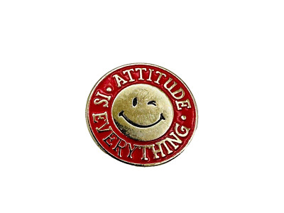 VINTAGE 1990S SMILEY FACE PIN - ATTITUDE IS EVERYTHING ENAMEL LAPEL ...