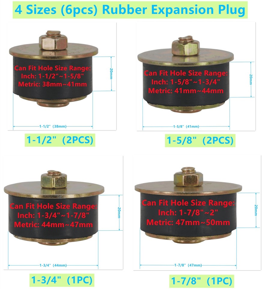 Rubber Expansion Plug Automotive Freeze Plug Fit Hole 1-1/2 To 2 In 6 ...