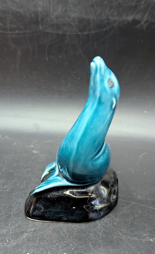 Vintage Turquoise Seal On Rock Poole Pottery England Figurine Sculpture ...