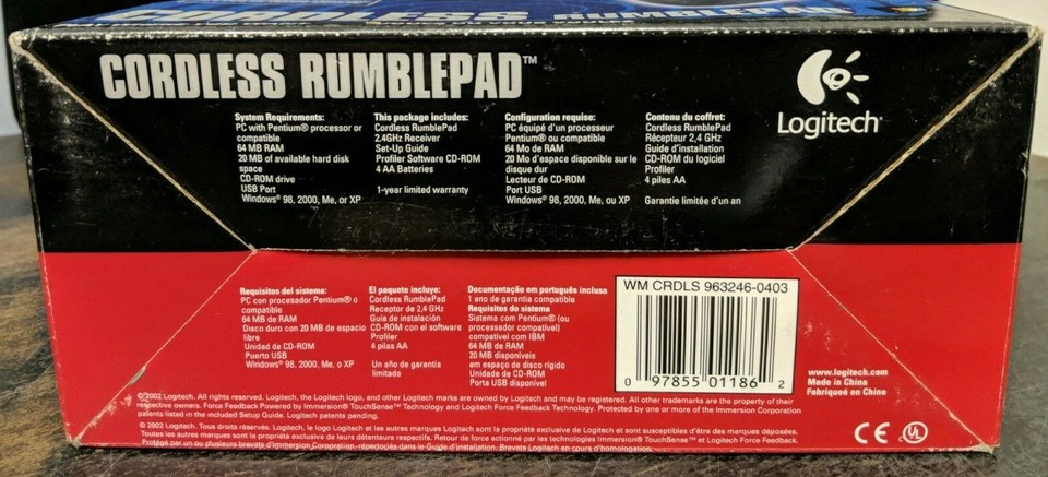 NEW Logitech Wingman Cordless Rumblepad 2.4 GHz,USB Logitech PC Box ...