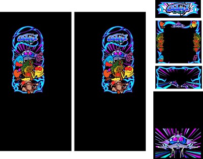 Multicade Galaga Arcade Side Art 6pc Blue Set Quality Mame Bezel CPO ...