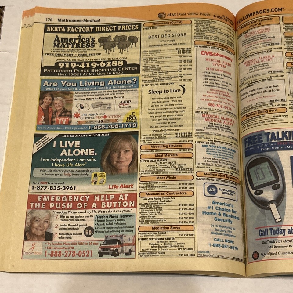 AT&T The Real Yellow Pages Phonebook Chapel Hill Durham NC Aug 2011 ...