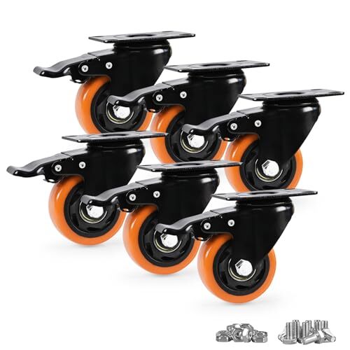 Caster Wheels, Heavy Duty 3 Inch Casters Set of 6, Locking Swivel ...