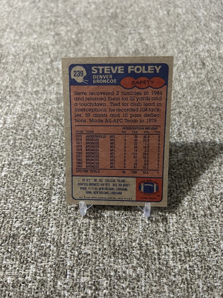 1985 Topps Football #239 Steve Foley | eBay