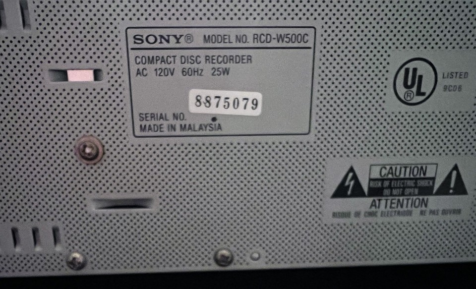 SONY RCD-W500C CD Recorder + 5-Disc Changer SBM Super Bit Mapping MP3 w ...