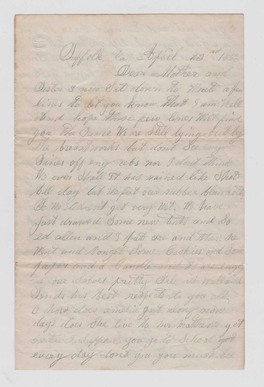 CIVIL WAR LETTER - 16th Connecticut Infantry - Fixing Guns, Rubber ...