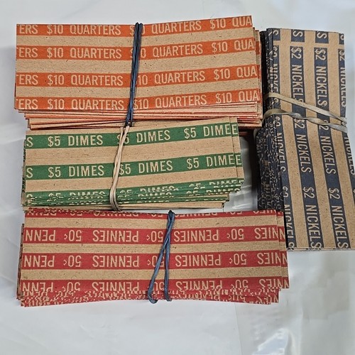 200 Coin Wrappers Flat Tubular ASSORTED Paper Wrap for Quarter Penny ...