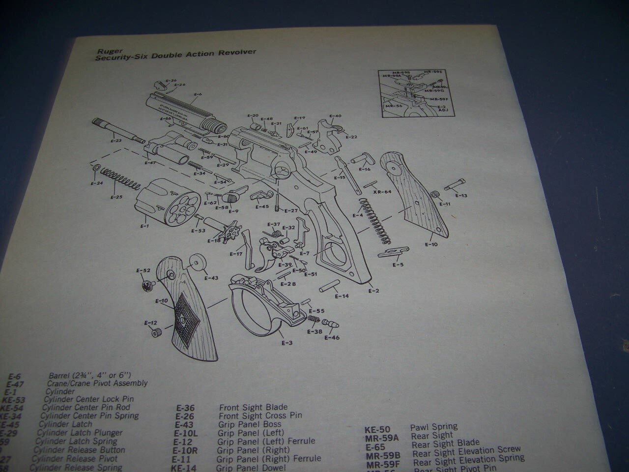 RUGER OLD ARMY PERC. REVOLVER & SECURITY-SIX D/A PISTOL.. EXPLODED VIEW ...