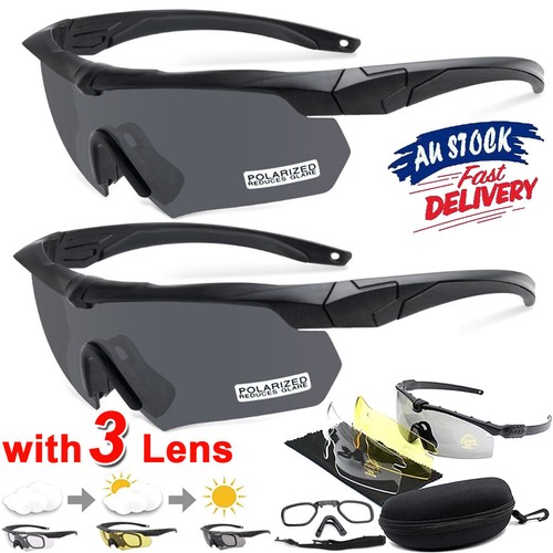 2PCS 3 Lens Military Shooting Goggles Tactical Glasses 3.0 Polarized ...