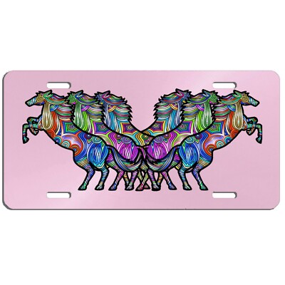 Colorful Horses equestrian aluminum license plate car truck SUV tag ...