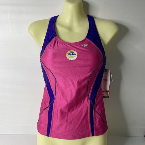 Womens Speedo Swimwear Size 6 Hydro Bra Racing Tank Top Pink Purple ...