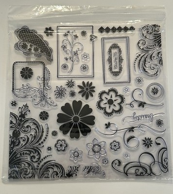 Fancy Pants Designs FLOWERS & FLOURISHES Clear Stamp Set 35 Stamps 12 X ...