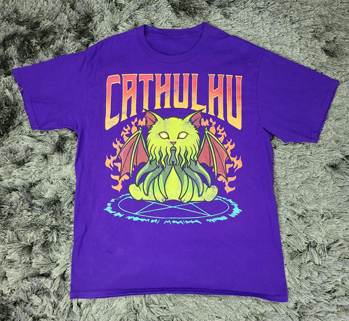 Cathulhu T-Shirt Mens Large Purple Cthulhu Cat Kitten Funny Lovecraft ...