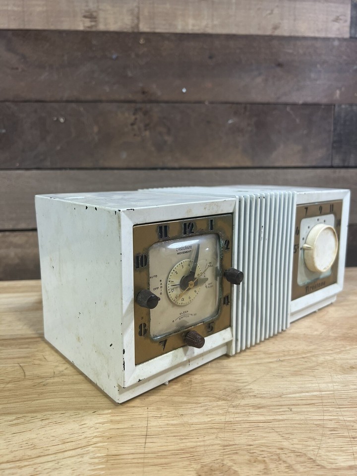 Vintage Firestone 2 In 1 Clock/Radio Combo White | eBay