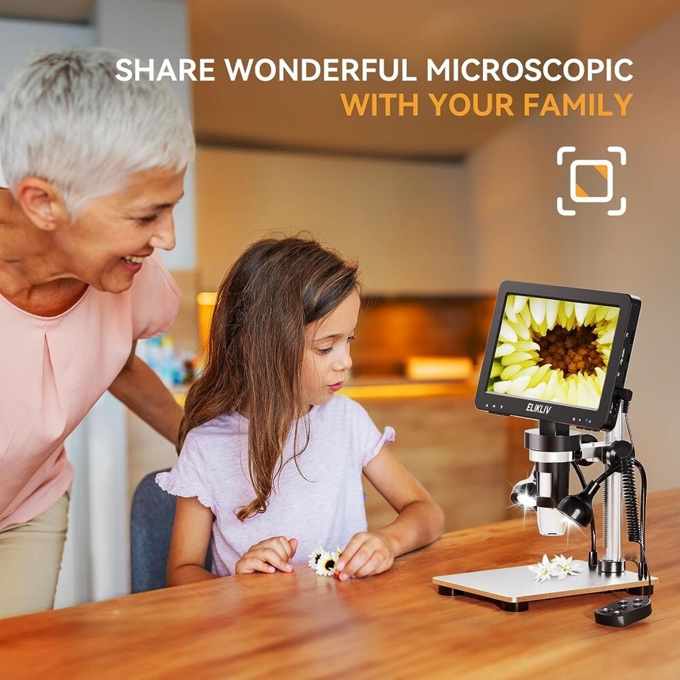 Elikliv 7" IPS Digital Microscope 1200X 12MP Insect Stamp Coin ...
