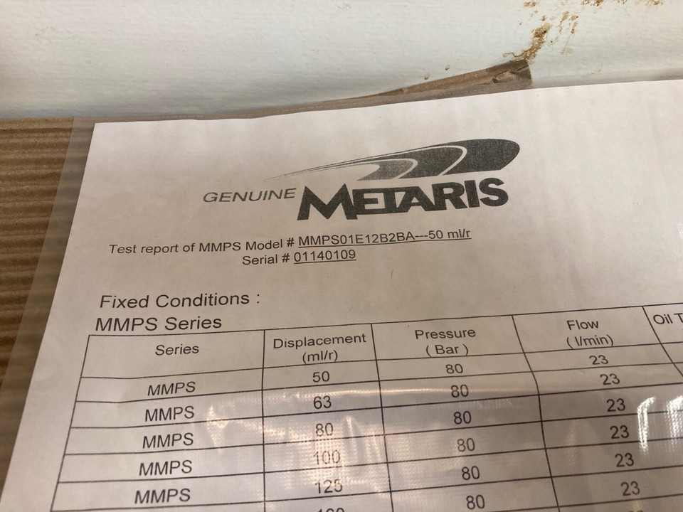 Genuine Metaris MMPS01E12B2BA, Hydraulic Oribtal Motor, 101-1313-009, 1 ...