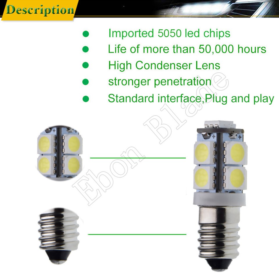 E10 1447 Style Screw 9 LED 5050 SMD 6000K Warm / White Bulb Light DIY ...