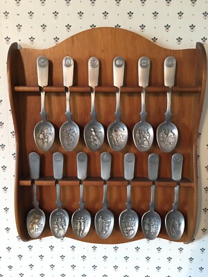 Spoon Collection 13 Colonies Collectible Colonial State Wood Display ...