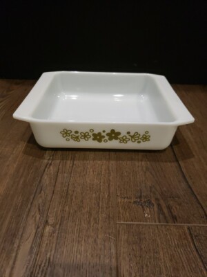 Vintage PYREX Spring Blossom Crazy Daisy Green 922 Baking Dish 8x8x2 | eBay