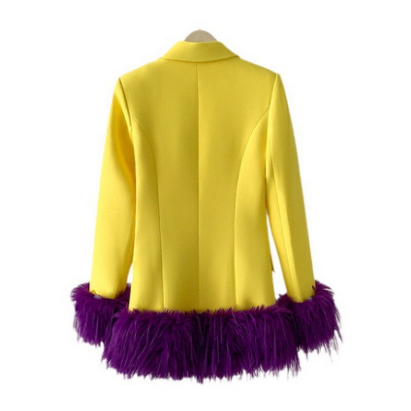 Temperament Jacket Womens New Fur Trim Design Suit Blazer Coat One ...