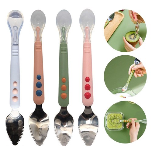 Silicone Fruit Puree Spoon Baby Tableware Feeding Spoon Fruit Scraper ...