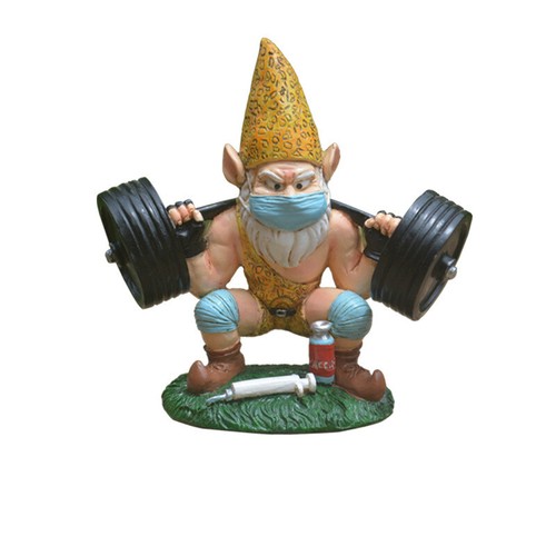 Weight Lifting Elf Sculpture Funny Naughty Gnomes Home Garden Dwarf ...