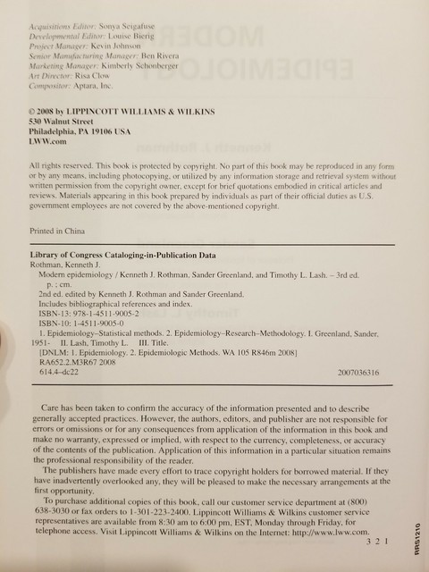 Modern Epidemiology by Timothy L. Lash, Kenneth J. Rothman and Sander ...