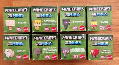 Mattel Minecraft Mob Head SET OF 8 Mini Figures Nether Collection ...