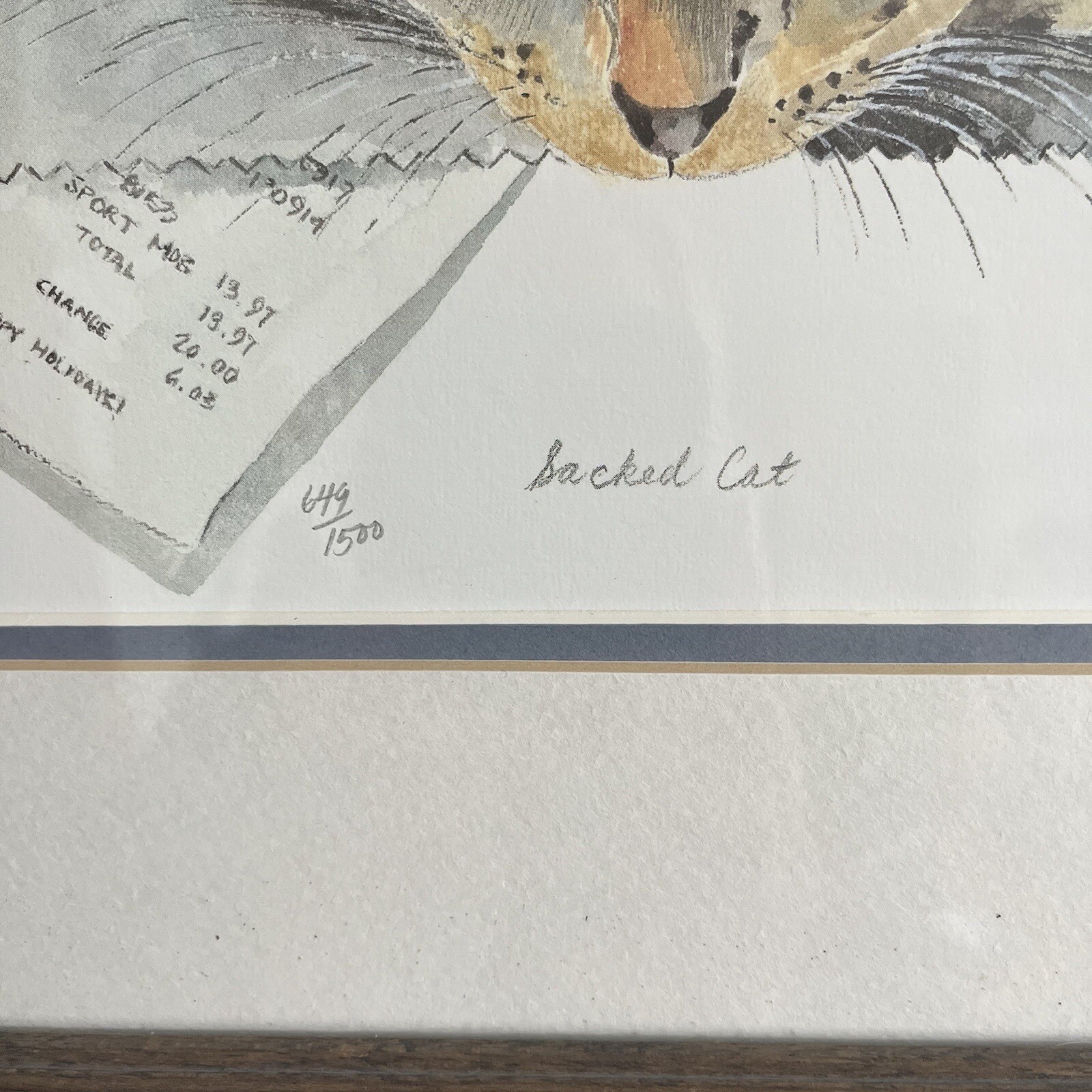 Jean Haefele Signed & Numbered Framed Watercolor Art Print Sacked Cat ...