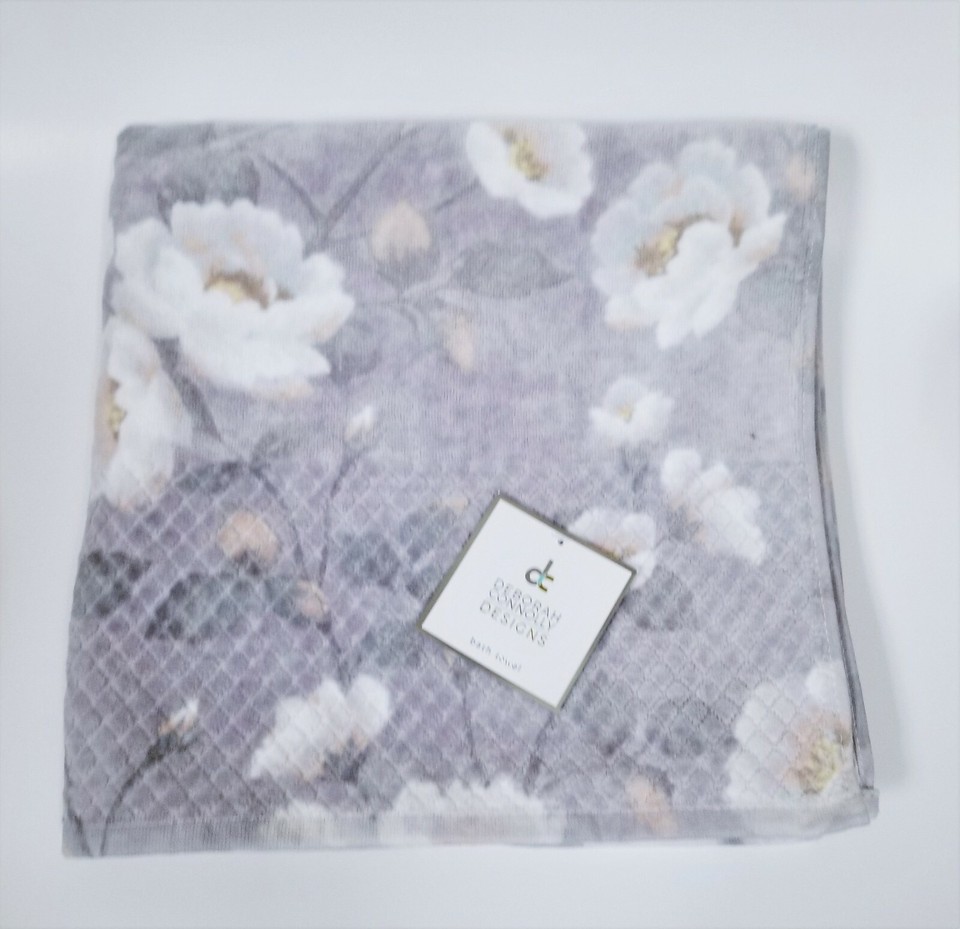 NEW DEBORAH CONNOLLY WHITE & MULTI GRAY MAGNOLIA FLORAL,100% COTTON ...