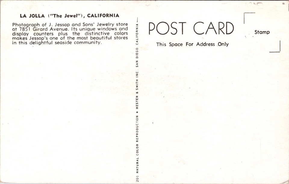 Postcard J. Jessop and Son's Jewelry Store in La Jolla, California | eBay
