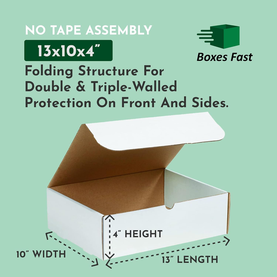 Small Business Packaging, Shipping Box 13 X 10 X 4, 50 Bulk | Cardboard ...