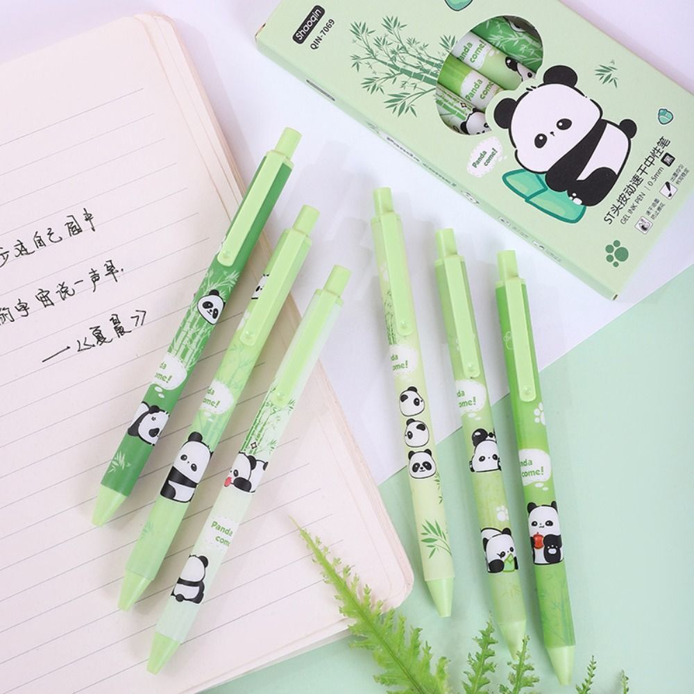 Plastic Write Pens 0.5mm Retractable Neutral Pen Cute Panda Gel Pen ...