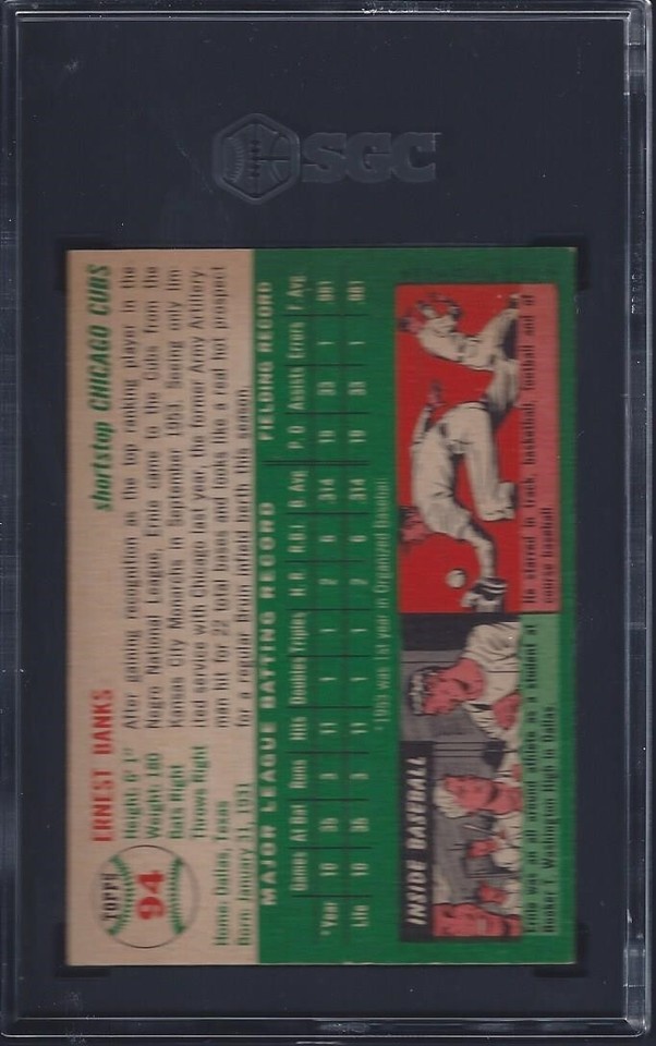 1954 Topps #94 Ernie Banks Rookie Card SGC 5! Great Investment ...