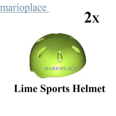 2x LEGO Lime Sports Helmet with Vent Holes -46303 Figure Head ...