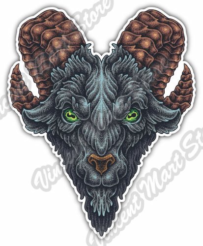 Goat Demon Devil Eye Satan Ram Horn Hell Car Bumper Vinyl Sticker Decal ...