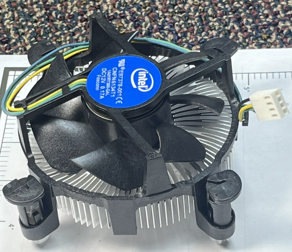 (1) INTEL E97378-001 FOXCONN CPU FAN W/HEATSINK, LGA 115X, 12VDC, 0.17A ...