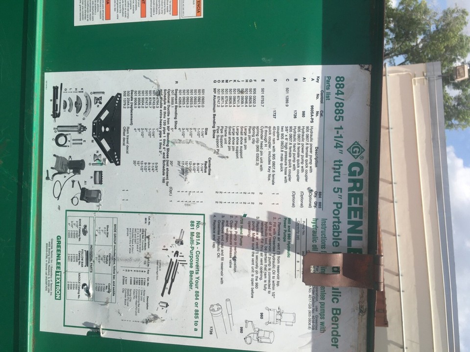 greenlee 885 rigid pipe bender | eBay