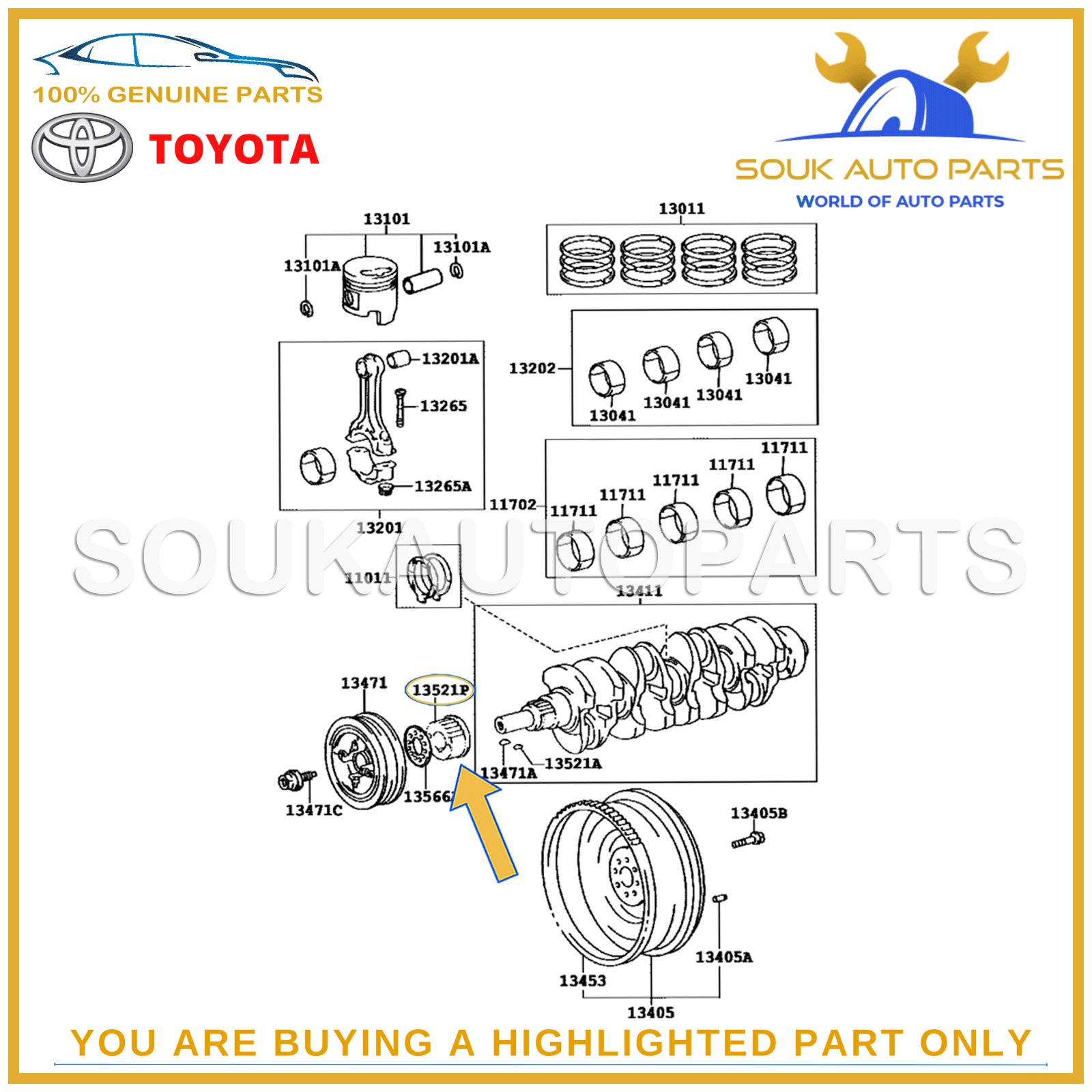 13521-54030 Genuine Toyota CRANKSHAFT TIMING PULLEY 1352154030 OEM | eBay