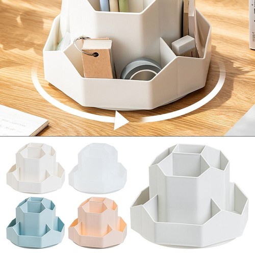 Large Capacity Desktop Storage Box Makeup Organizer Rotate Pen Holder ...
