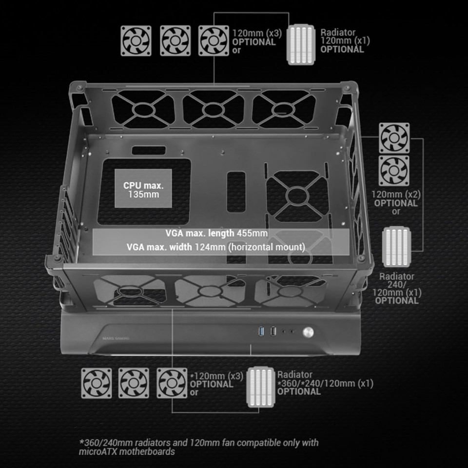 MCB Black, PC Gaming ATX XL Case, Custom Premium Edition, Modular Dual ...